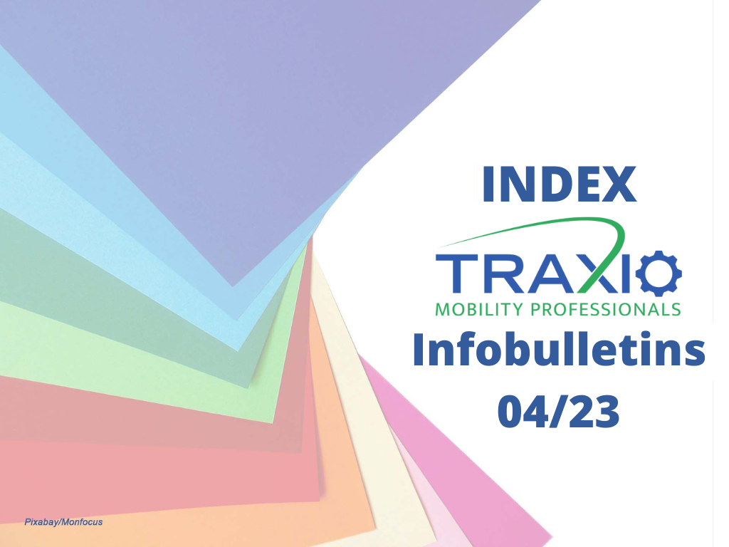 TRAXIO Infobulletin - Index avril 2023